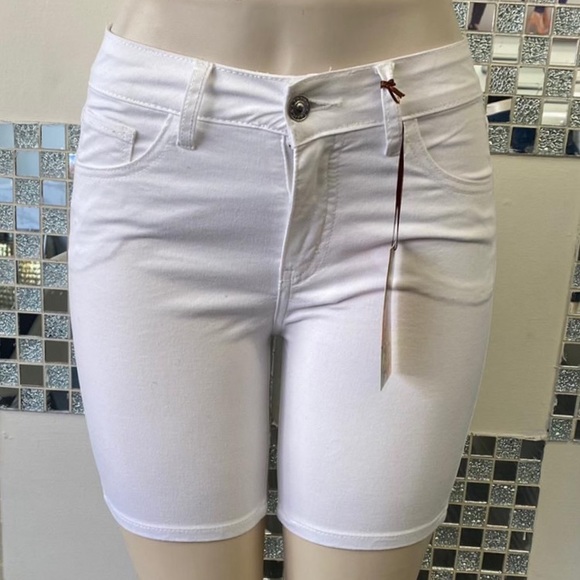 Shorts | White Biker Jean Shorts Back Pockets | Poshmark